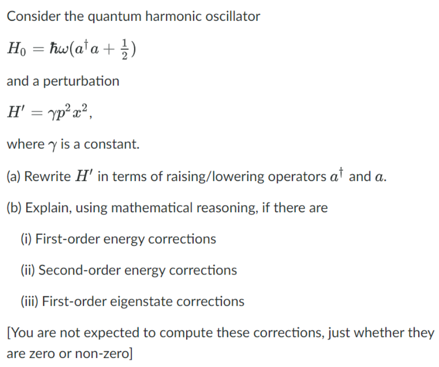 Solved Consider the quantum harmonic oscillator | Chegg.com