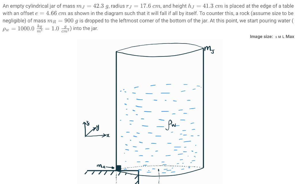 Solved At what height of water will the jar tilt and fall | Chegg.com