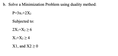Solved b. Solve a Minimization Problem using duality method: | Chegg.com