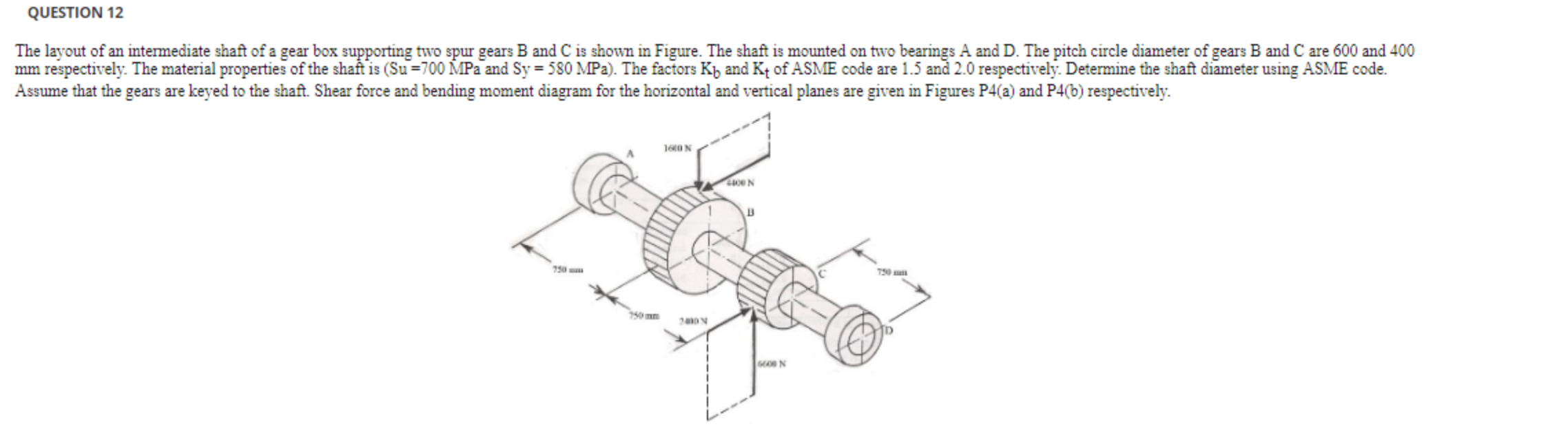 Solved QUESTION 12 The layout of an intermediate shaft of a | Chegg.com