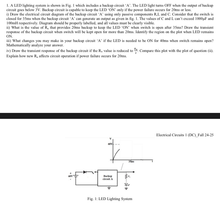 Solved 1. ﻿A LED lighting system is shown in Fig. 1 ﻿which | Chegg.com