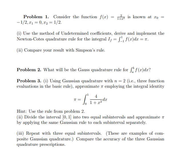 Solved #1. (i) Use method of U.C. to find the weights for | Chegg.com