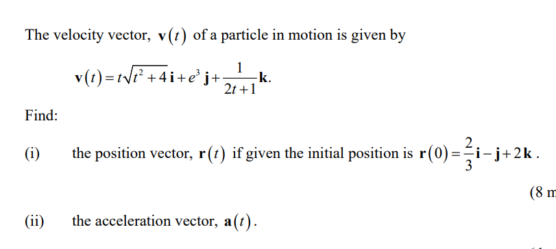 Solved The velocity vector, v(t) of a particle in motion is | Chegg.com