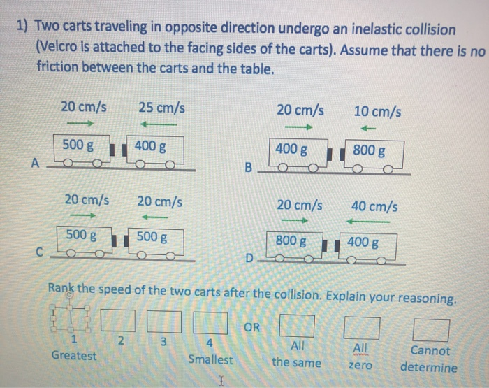 Solved 1) Two carts traveling in opposite direction undergo | Chegg.com