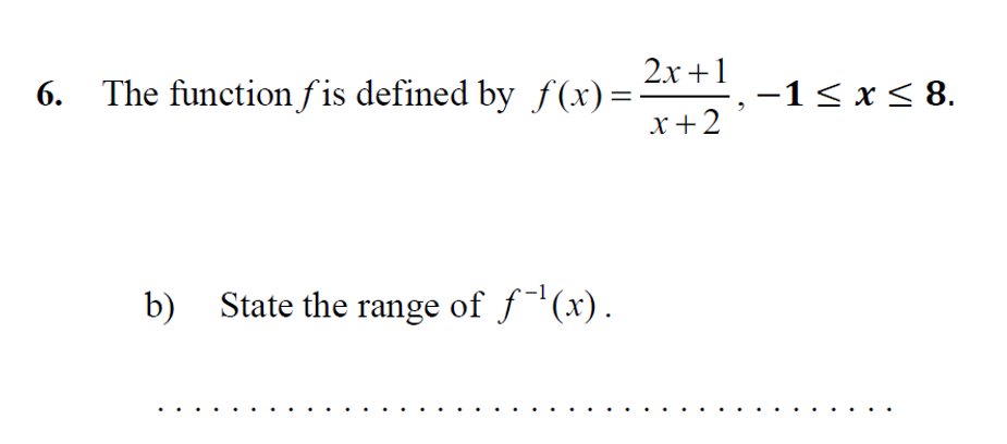 Solved 6. The function fis defined by f(x) = 2x +1 ,-1