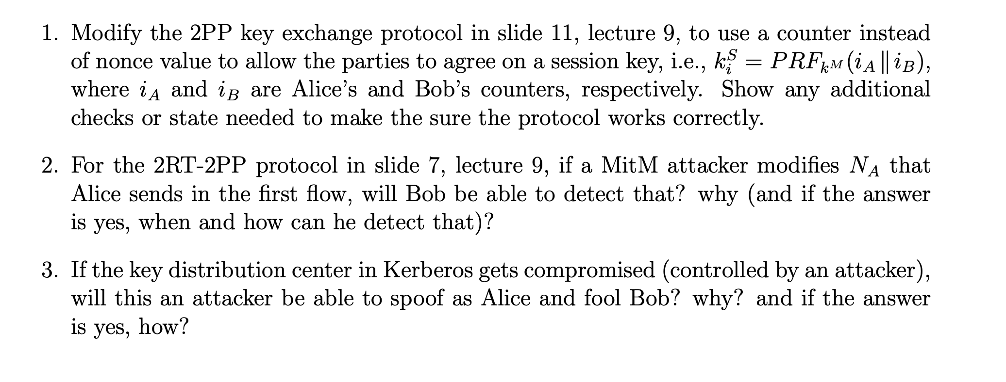 Solved For the 2PP protocol found in slide 20, lecture 8, | Chegg.com