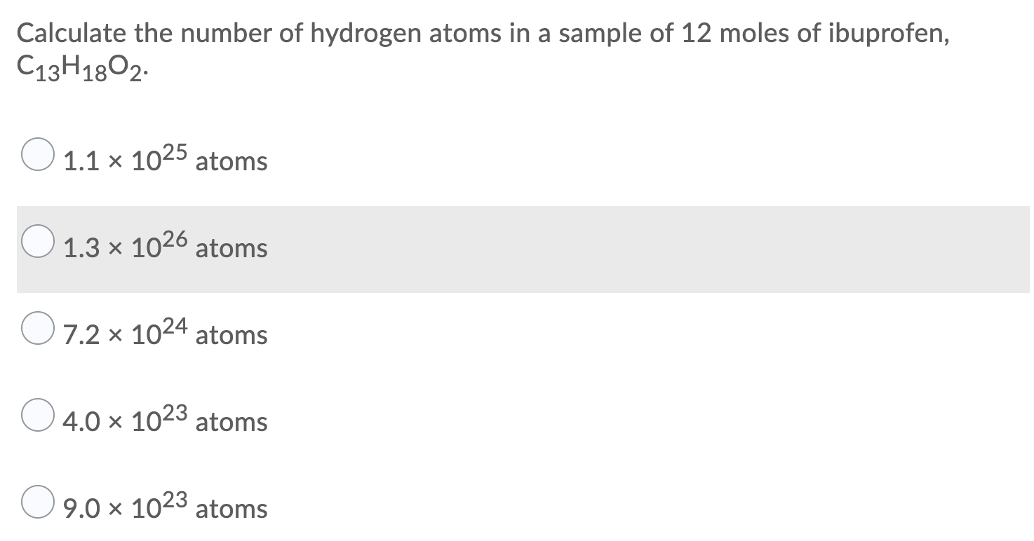 Solved Calculate the number of hydrogen atoms in a sample of | Chegg.com