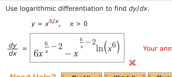 Solved Use logarithmic differentiation to find dy/dx. | Chegg.com