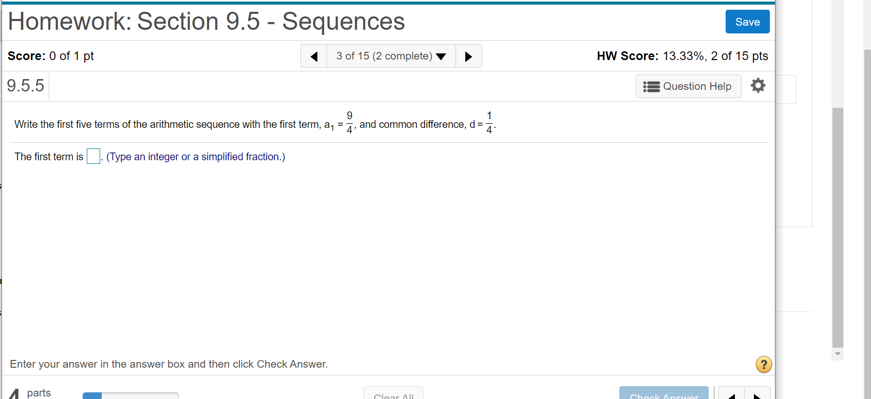 Solved Homework Section 9 5 Sequences Save Score 0 Of 1