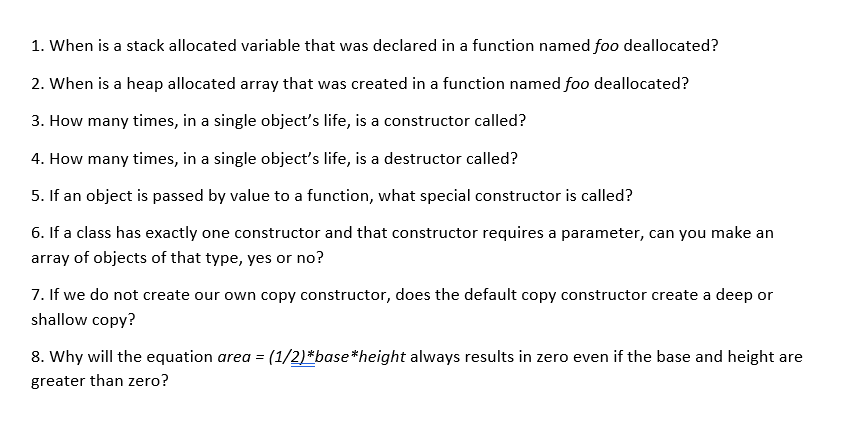 Solved 1. When is a stack allocated variable that was | Chegg.com