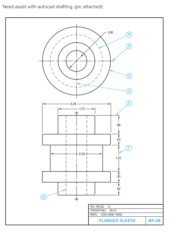 Solved Need assist with autocad drafting. (pic attached) | Chegg.com