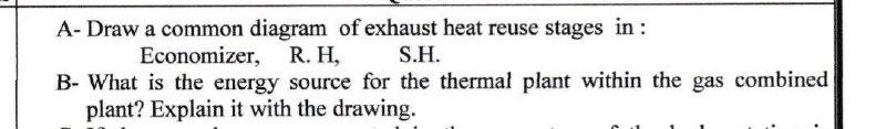Solved A- Draw a common diagram of exhaust heat reuse stages | Chegg.com
