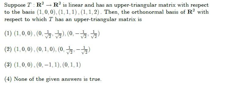Solved Suppose T:R3→R3 is linear and has an upper-triangular | Chegg.com