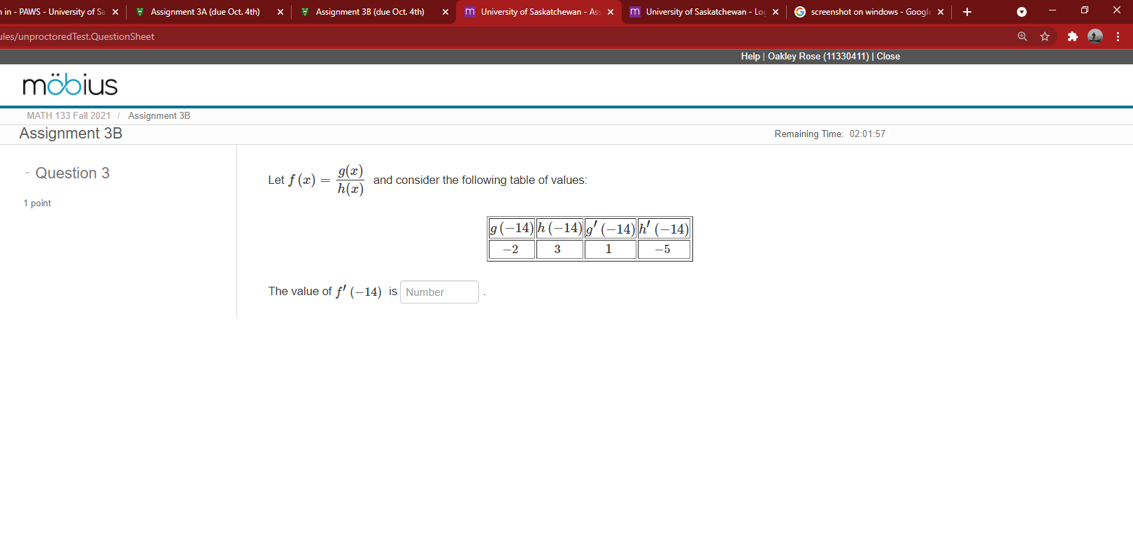 Solved in - PAWS - University of Sa x Assignment 3A (due | Chegg.com