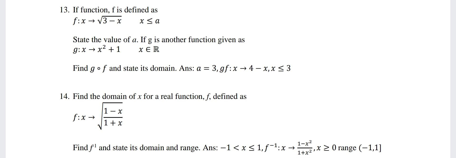 Solved 1. A function, f is defined as f:x→3+xx, where x is | Chegg.com