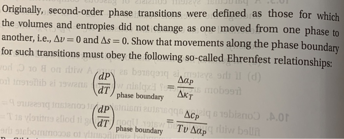 Solved Originally, second-order phase transitions were | Chegg.com