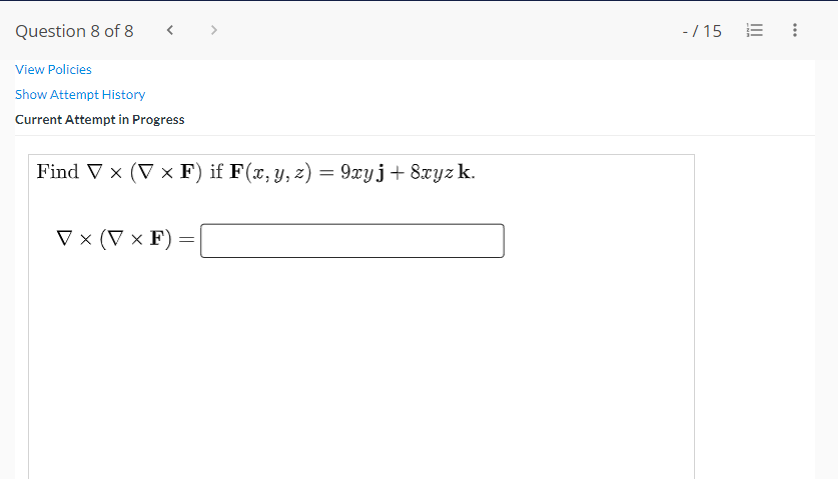 Solved Find nabla*( nabla* F) if nabla*( nabla* F)= Box; = | Chegg.com