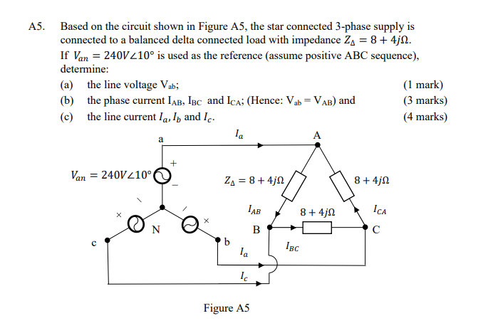 Solved 5. Based on the circuit shown in Figure A5, the star | Chegg.com