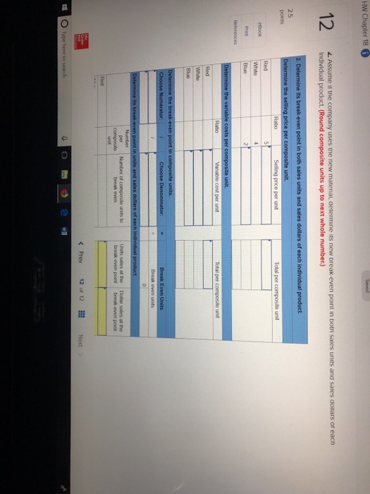 Solved HW Chapter 18。 12 Problem 18-7A Break-even analysis | Chegg.com