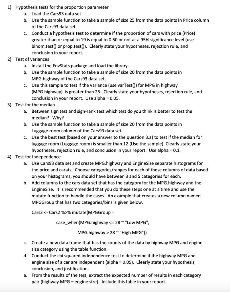 1) Hypothesis tests for the proportion parameter a. | Chegg.com