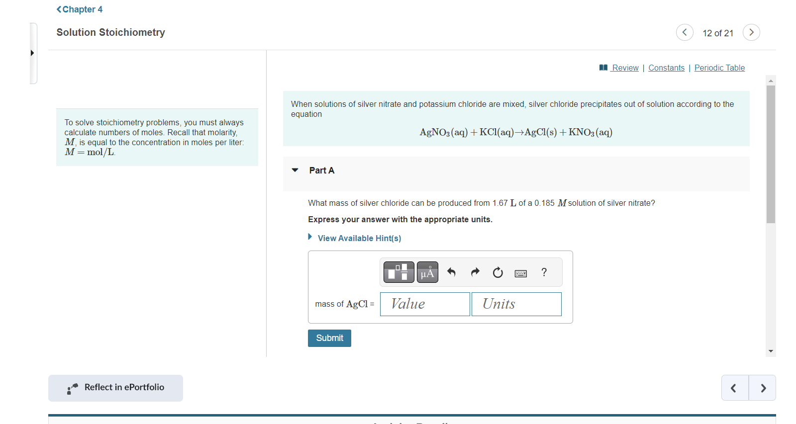 Solved Solution Stoichiometry 12 of 21 When solutions of | Chegg.com