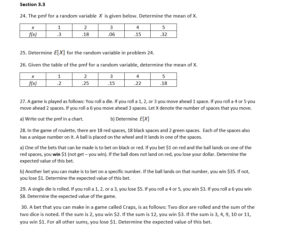 Solved Section 33 24 The Pmf For A Random Variable X Is 
