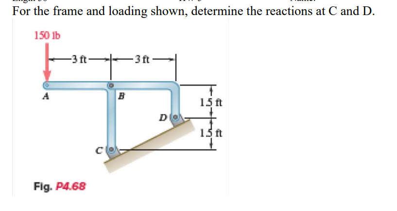 [Solved]: For the frame and loading shown, determine the r