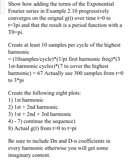 Solved Example 2.10 Find the exponential Fourier series for | Chegg.com