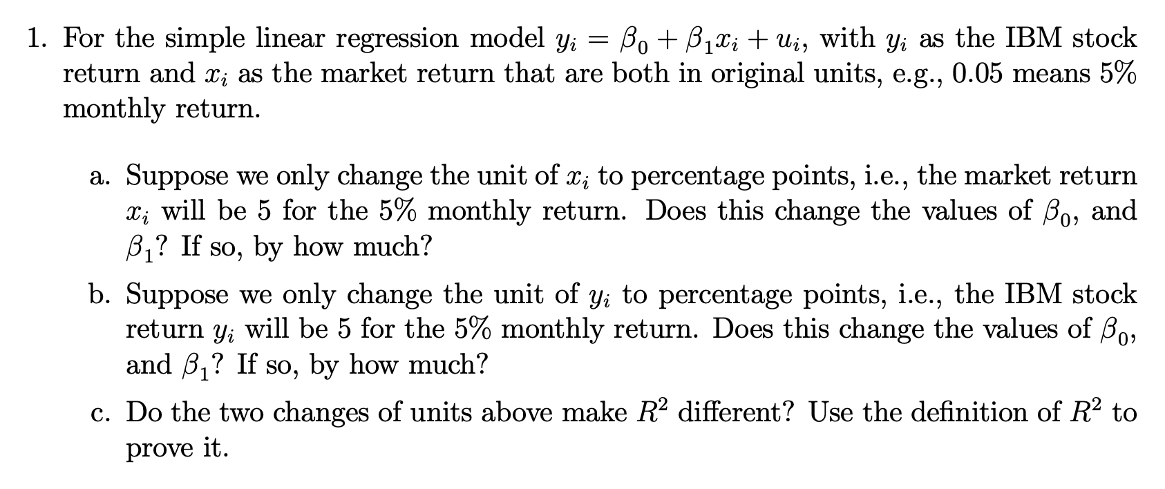 Solved 1. For the simple linear regression model | Chegg.com