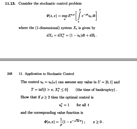 Solved 11.13. Consider the stochastic control problem т | Chegg.com