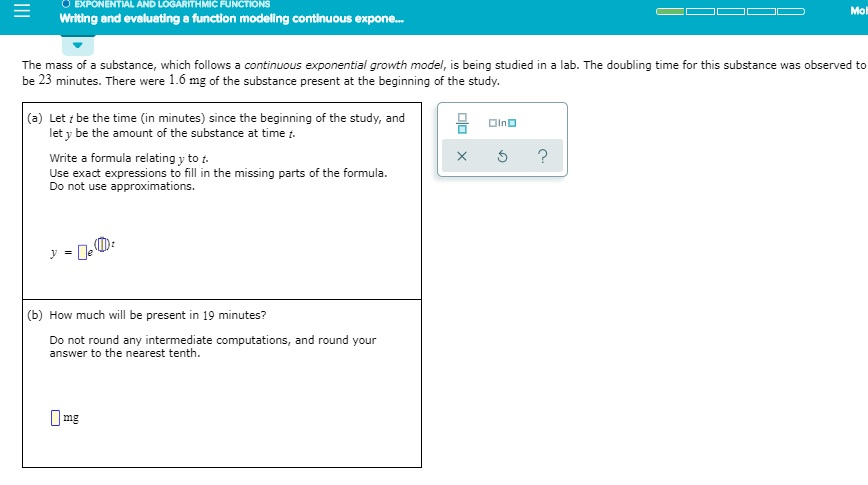 Solved O EXPONENTIAL AND LOGARITHMIC FUNCTIONS Writing and | Chegg.com