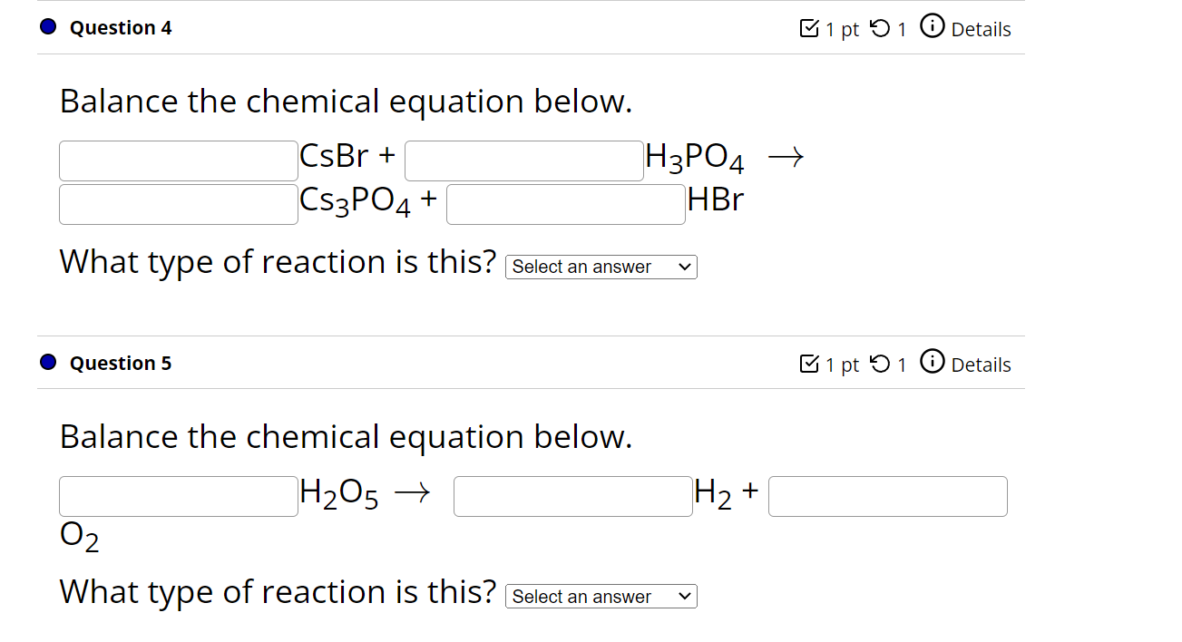 Solved Are the chemical equations below balanced? | Chegg.com