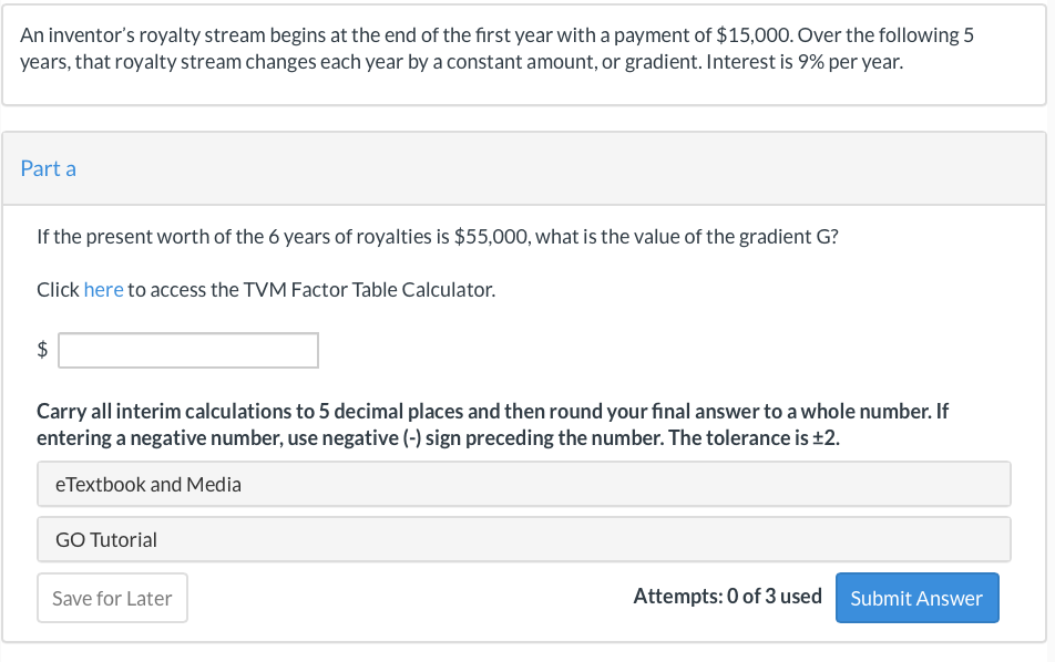 Solved An inventor's royalty stream begins at the end of the | Chegg.com