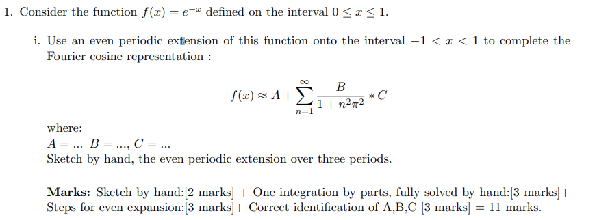Solved Consider the function f(x)=e−x defined on the | Chegg.com