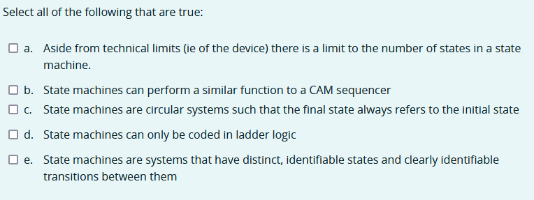 Solved Select all of the following that are true: a. Aside | Chegg.com