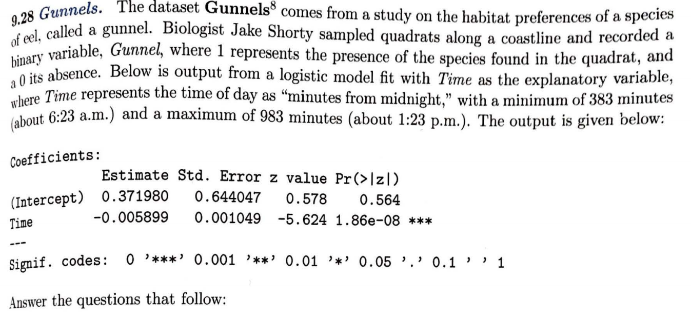 9.28 Gunnels. Th of eel, called a gun binary | Chegg.com