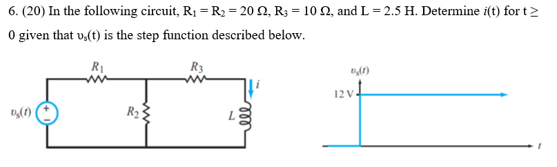 Solved 6. (20) In the following circuit, R1=R2=20Ω,R3=10Ω, | Chegg.com