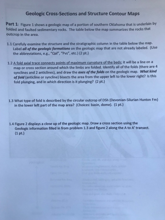 Solved Geologic Cross-Sections and Structure Contour Maps | Chegg.com