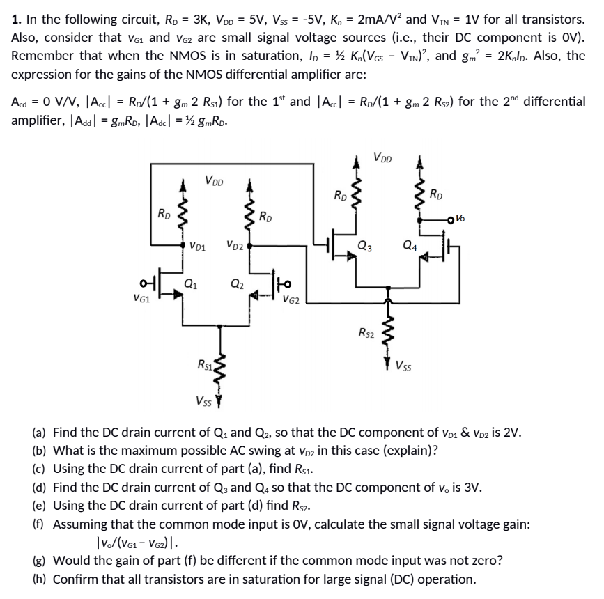 Solved 1. In the following circuit, Rp = 3K, Vpp = 5V, Vss = | Chegg.com