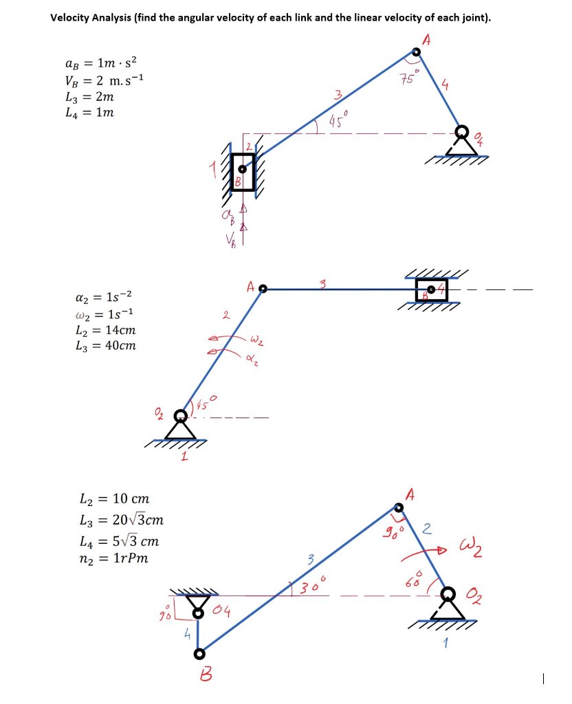 Solved Velocity Analysis Find The Angular Velocity Of Each