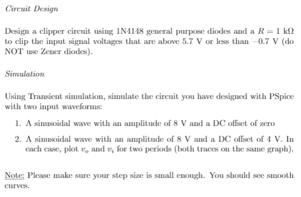 Solved Please create and simulate a clipper circuit in P | Chegg.com