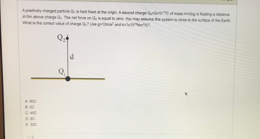 Solved A positively charged particle Q1 is held fixed at the | Chegg.com