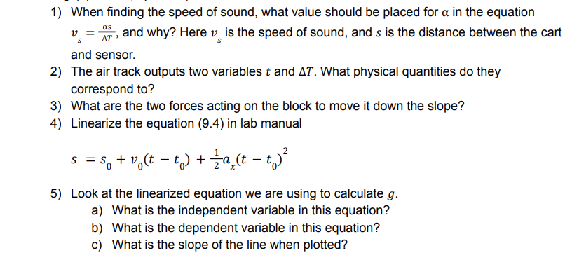 Solved 1) When finding the speed of sound, what value should | Chegg.com