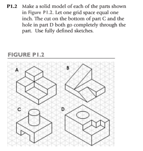 Solved P1.2 Make a solid model of each of the parts shown in | Chegg.com