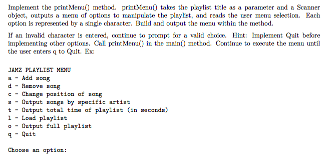 Solved Create two files to submit. SongEntry.java - Class | Chegg.com