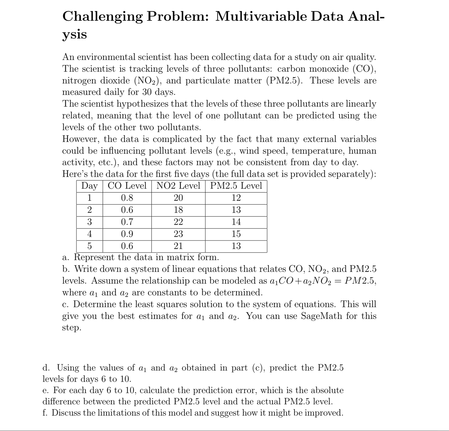 Solved Challenging Problem: Multivariable Data Analysis An | Chegg.com