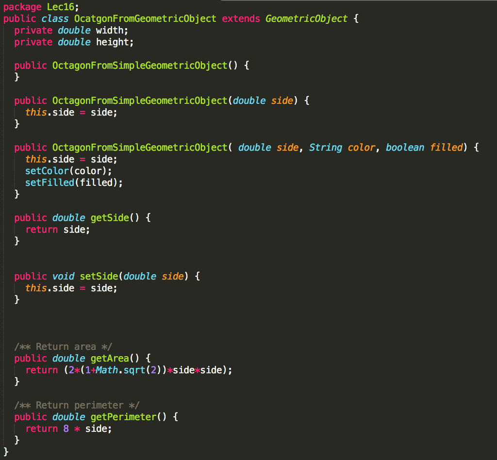 Solved Edit The Octagon Class So That It Implements The