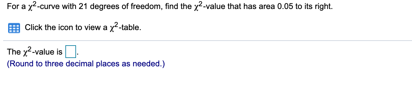 Solved For a x2-curve with 21 degrees of freedom, find the | Chegg.com