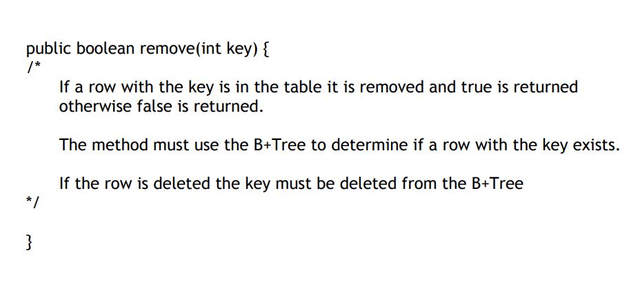 Implement the DBTable and the BTree classes shown on | Chegg.com