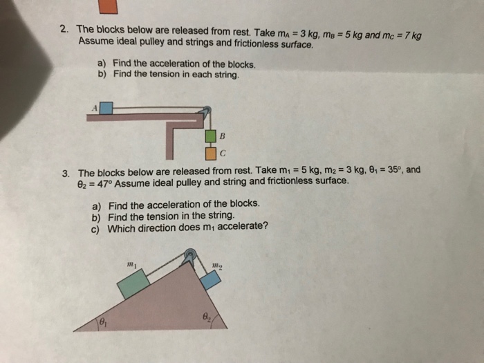 Solved 2. The blocks below are released from rest. Take ma 3 | Chegg.com